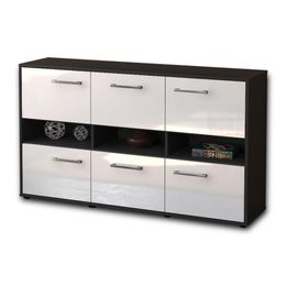 Stil.Zeit Sideboard Diletta | Korpus Anthrazit | Weiß mit Griffen (136x79x35cm)