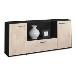 Stil.Zeit Sideboard Ella | Korpus Anthrazit | Zeder mit Griffen (180x79x35cm)