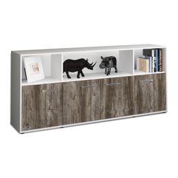 Stil.Zeit Sideboard Enrica | Korpus Weiß | Treibholz mit Griffen (180x79x35cm)