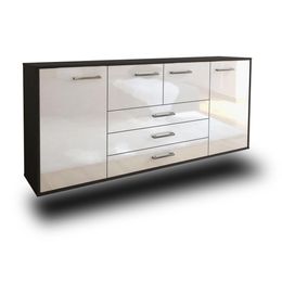 Stil.Zeit Sideboard Metairie | Korpus Anthrazit | Weiß hängend mit Griffen (180x79x35cm)