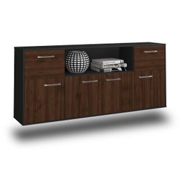 Stil.Zeit Sideboard West Valley City | Korpus Anthrazit | Walnuss hängend mit Griffen (180x79x35cm)