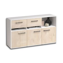 Stil.Zeit Sideboard Dorotea | Korpus Weiß | Zeder mit Griffen (136x79x35cm)