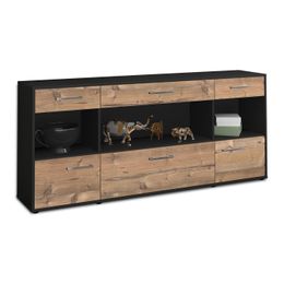 Stil.Zeit Sideboard Fabiana | Korpus Anthrazit | Pinie mit Griffen (180x79x35cm)