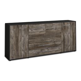 Stil.Zeit Sideboard Eliana | Korpus Anthrazit | Treibholz mit Griffen (180x79x35cm)