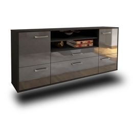 Stil.Zeit Sideboard Elk Grove | Korpus Anthrazit | Grau hängend mit Griffen (180x79x35cm)