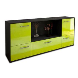 Stil.Zeit Sideboard Elvezia | Korpus Anthrazit | Gruen mit Griffen (180x79x35cm)