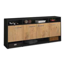 Stil.Zeit Sideboard Felia | Korpus Anthrazit | Eiche mit Griffen (180x79x35cm)