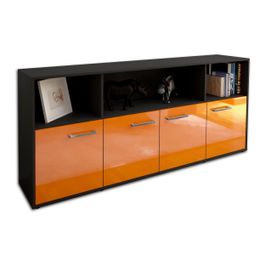 Stil.Zeit Sideboard Enrica | Korpus Anthrazit | Orange mit Griffen (180x79x35cm)