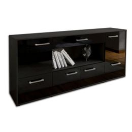 Stil.Zeit Sideboard ELSA | Korpus Anthrazit | Schwarz mit Griffen (180x79x35cm)