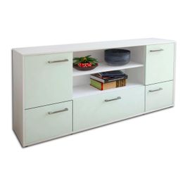 Stil.Zeit Sideboard Emanuela | Korpus Weiß | Mint mit Griffen (180x79x35cm)