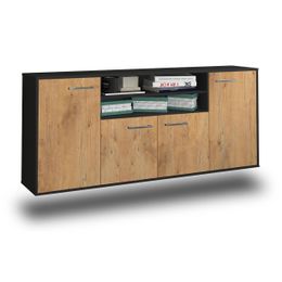 Stil.Zeit Sideboard Mesquite | Korpus Anthrazit | Eiche hängend mit Griffen (180x79x35cm)