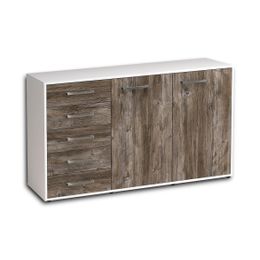 Stil.Zeit Sideboard Dorentina | Korpus Weiß | Treibholz mit Griffen (136x79x35cm)