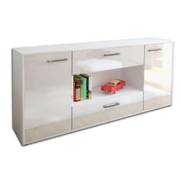 Stil.Zeit Sideboard Filomena | Korpus Weiß | Weiß mit Griffen (180x79x35cm)