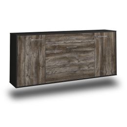 Stil.Zeit Sideboard Bridgeport | Korpus Anthrazit | Treibholz hängend mit Griffen (180x79x35cm)