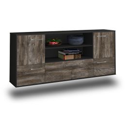 Stil.Zeit Sideboard Sterling Heights | Korpus Anthrazit | Treibholz hängend mit Griffen (180x79x35cm)