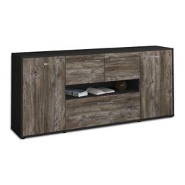 Stil.Zeit Sideboard Elisabetta | Korpus Anthrazit | Treibholz mit Griffen (180x79x35cm)