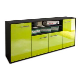 Stil.Zeit Sideboard Elsita | Korpus Anthrazit | Gruen mit Griffen (180x79x35cm)