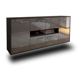 Stil.Zeit Sideboard Stamford | Korpus Anthrazit | Grau hängend mit Griffen (180x79x35cm)