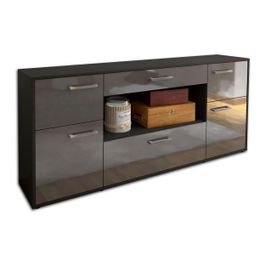 Stil.Zeit Sideboard Fabiola | Korpus Anthrazit | Grau mit Griffen (180x79x35cm)