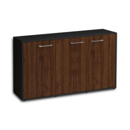 Stil.Zeit Sideboard Delia | Korpus Anthrazit | Walnuss mit Griffen (136x79x35cm)