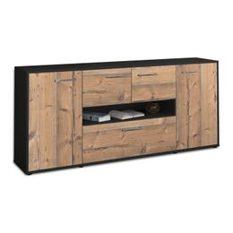 Stil.Zeit Sideboard Elisabetta | Korpus Anthrazit | Pinie mit Griffen (180x79x35cm)