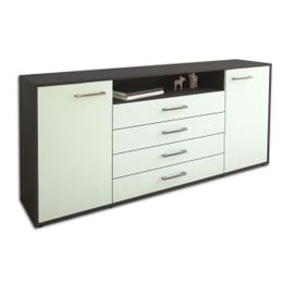 Stil.Zeit Sideboard Enzo | Korpus Anthrazit | Mint mit Griffen (180x79x35cm)