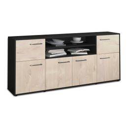 Stil.Zeit Sideboard Emilia | Korpus Anthrazit | Zeder mit Griffen (180x79x35cm)