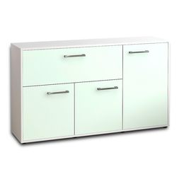 Stil.Zeit Sideboard Edera | Korpus Weiß | Mint mit Griffen (136x79x35cm)