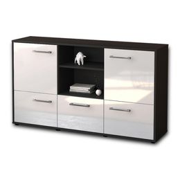 Stil.Zeit Sideboard Diellza | Korpus Anthrazit | Weiß mit Griffen (136x79x35cm)