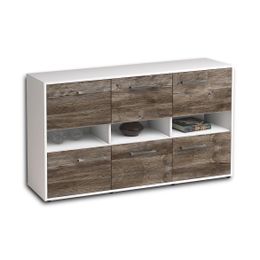 Stil.Zeit Sideboard Diletta | Korpus Weiß | Treibholz mit Griffen (136x79x35cm)