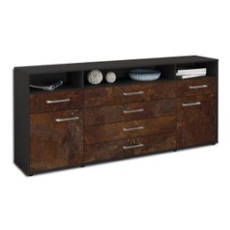 Stil.Zeit Sideboard Evelina | Korpus Anthrazit | Rost mit Griffen (180x79x35cm)