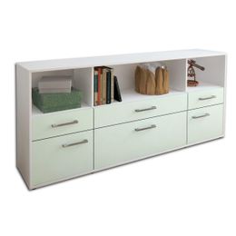 Stil.Zeit Sideboard Estella | Korpus Weiß | Mint mit Griffen (180x79x35cm)