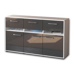 Stil.Zeit Sideboard Dorinde | Korpus Weiß | Grau mit Griffen (136x79x35cm)