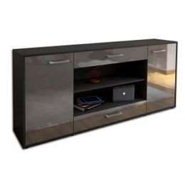 Stil.Zeit Sideboard Feli | Korpus Anthrazit | Grau mit Griffen (180x79x35cm)