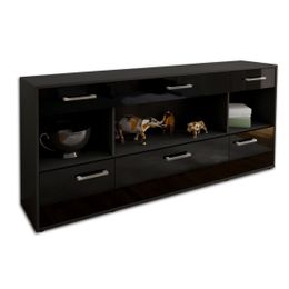 Stil.Zeit Sideboard Fabiana | Korpus Anthrazit | Schwarz mit Griffen (180x79x35cm)