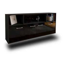 Stil.Zeit Sideboard Columbia | Korpus Anthrazit | Schwarz hängend mit Griffen (180x79x35cm)