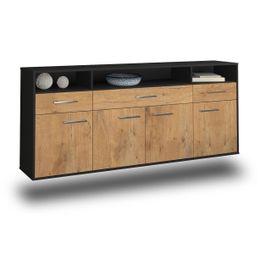 Stil.Zeit Sideboard Simi Valley | Korpus Anthrazit | Eiche hängend mit Griffen (180x79x35cm)