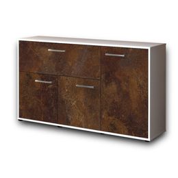 Stil.Zeit Sideboard Edera | Korpus Weiß | Rost mit Griffen (136x79x35cm)