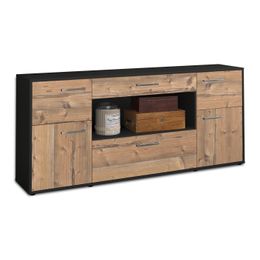 Stil.Zeit Sideboard Fabiola | Korpus Anthrazit | Pinie mit Griffen (180x79x35cm)