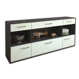 Stil.Zeit Sideboard Fabiana | Korpus Anthrazit | Mint mit Griffen (180x79x35cm)