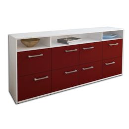 Stil.Zeit Sideboard Evita | Korpus Weiß | Bordeaux mit Griffen (180x79x35cm)