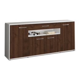 Stil.Zeit Sideboard Fiorella | Korpus Weiß | Walnuss mit Griffen (180x79x35cm)