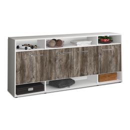 Stil.Zeit Sideboard Felia | Korpus Weiß | Treibholz mit Griffen (180x79x35cm)