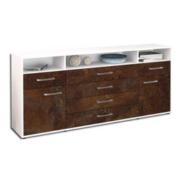 Stil.Zeit Sideboard Evelina | Korpus Weiß | Rost mit Griffen (180x79x35cm)