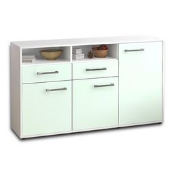 Stil.Zeit Sideboard Editta | Korpus Weiß | Mint mit Griffen (136x79x35cm)