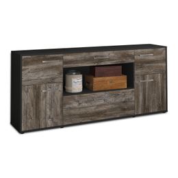 Stil.Zeit Sideboard Fabiola | Korpus Anthrazit | Treibholz mit Griffen (180x79x35cm)