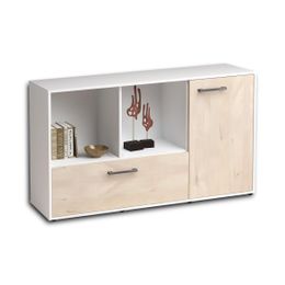 Stil.Zeit Sideboard Ela | Korpus Weiß | Zeder mit Griffen (136x79x35cm)