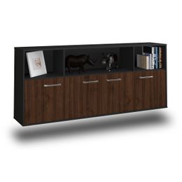 Stil.Zeit Sideboard Columbia | Korpus Anthrazit | Walnuss hängend mit Griffen (180x79x35cm)