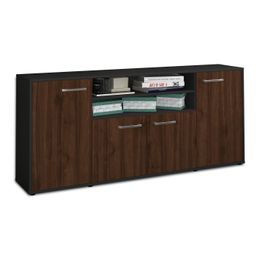 Stil.Zeit Sideboard Elsita | Korpus Anthrazit | Walnuss mit Griffen (180x79x35cm)