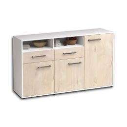 Stil.Zeit Sideboard Editta | Korpus Weiß | Zeder mit Griffen (136x79x35cm)